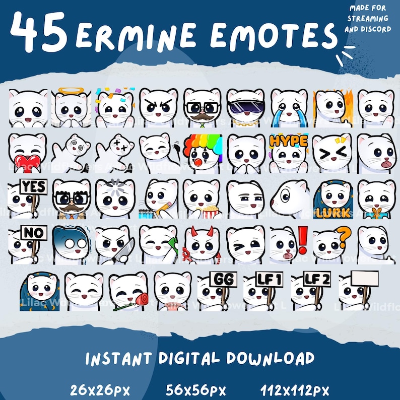 Ermine 45 Emote Bundle- for Streaming and Discord Use! - Etsy