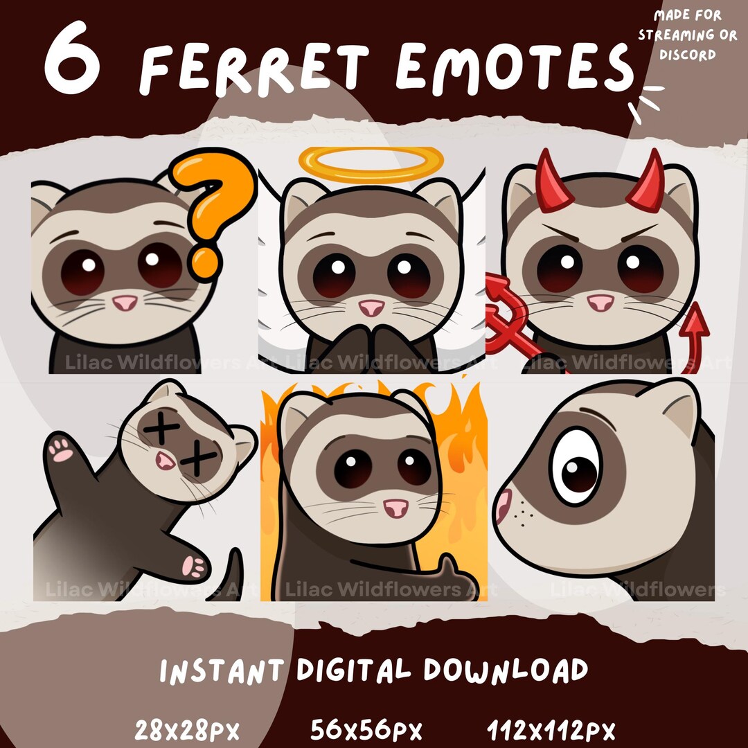 6 Cute Ferret Emotes Bundle for Twitch, Discord, Kick & Youtube ...