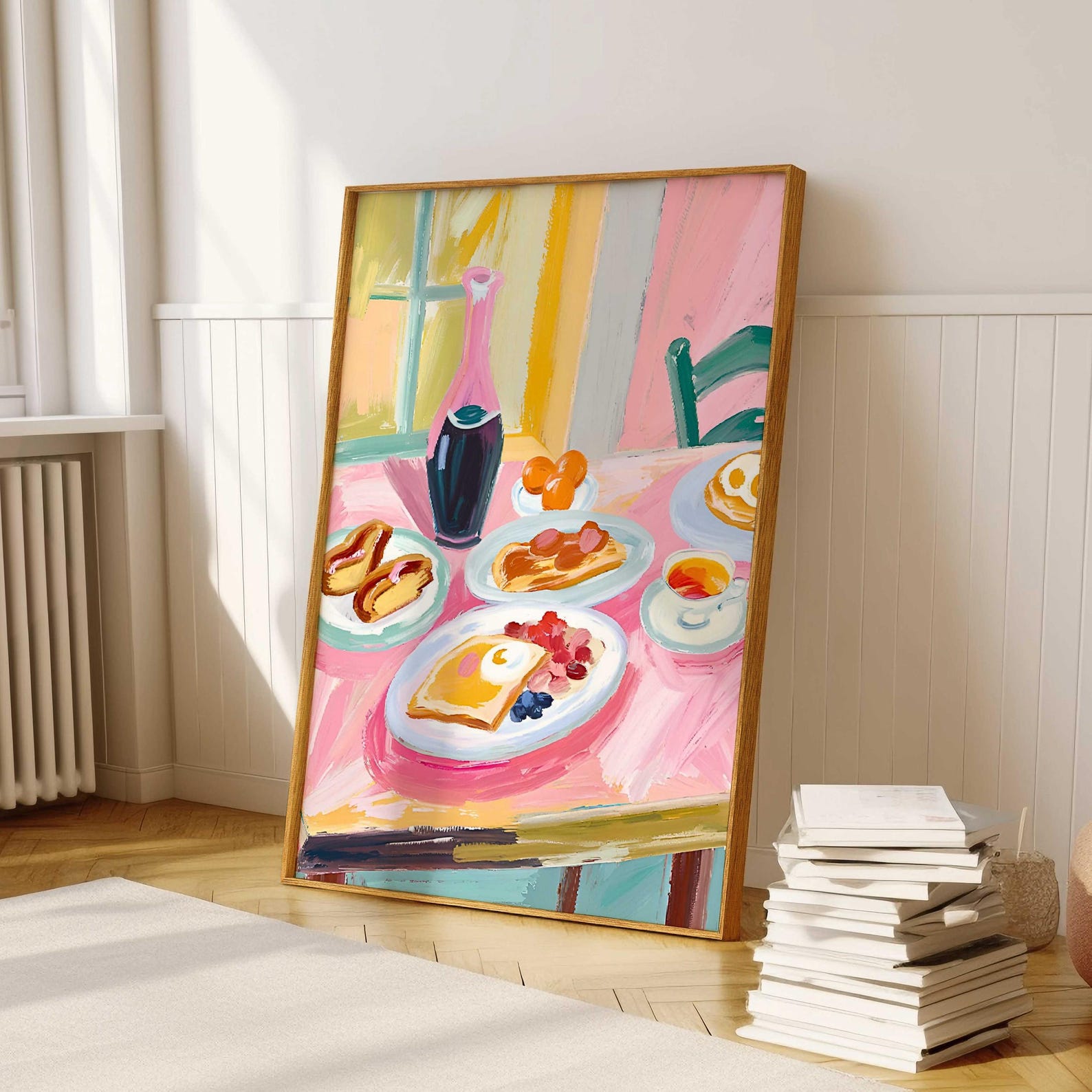 Pastel Kitchen Table Spread Digital Wall Art - Cozy Dining Room ...