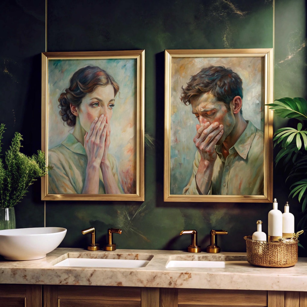 Funny Bathroom Art Print Set Toilet Humor Decor Classical Vintage Style ...