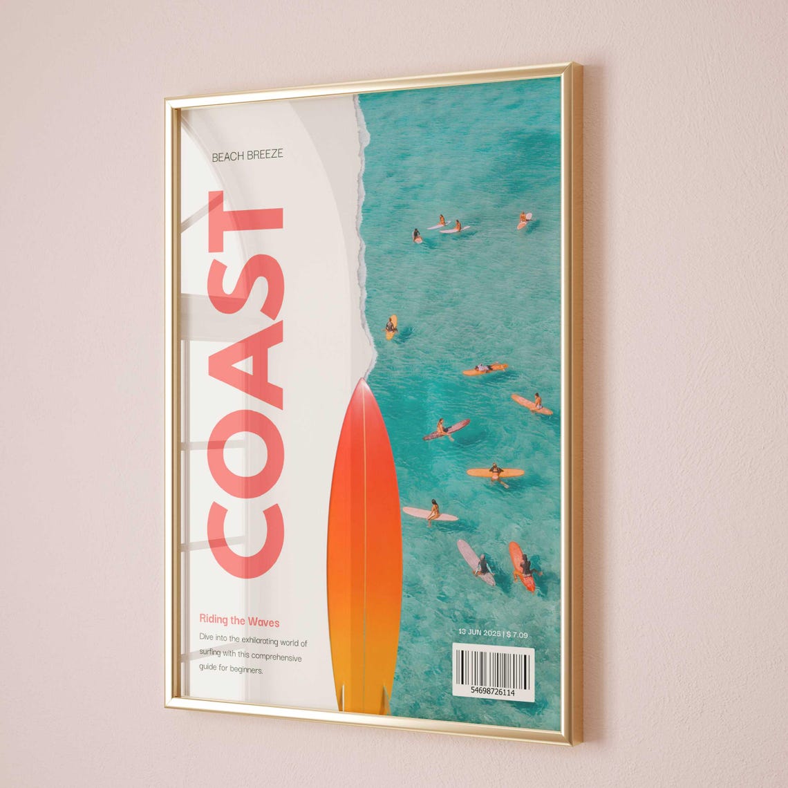 Coastal Magazine Cover Trendy Print Preppy Coastal Wall Art Vintage ...