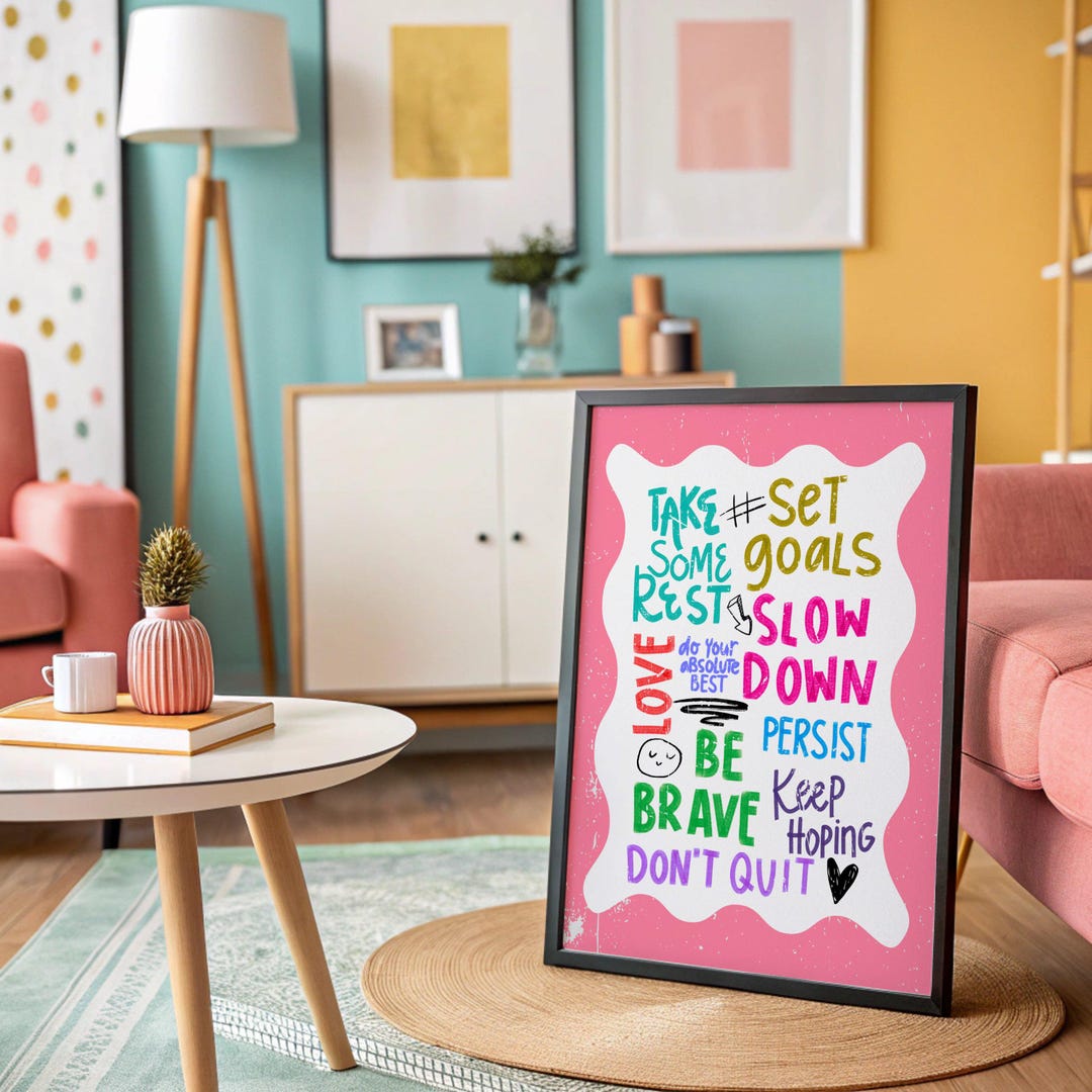 Positive Affirmations Digital Print Mental Health Wellbeing Art Therapy ...