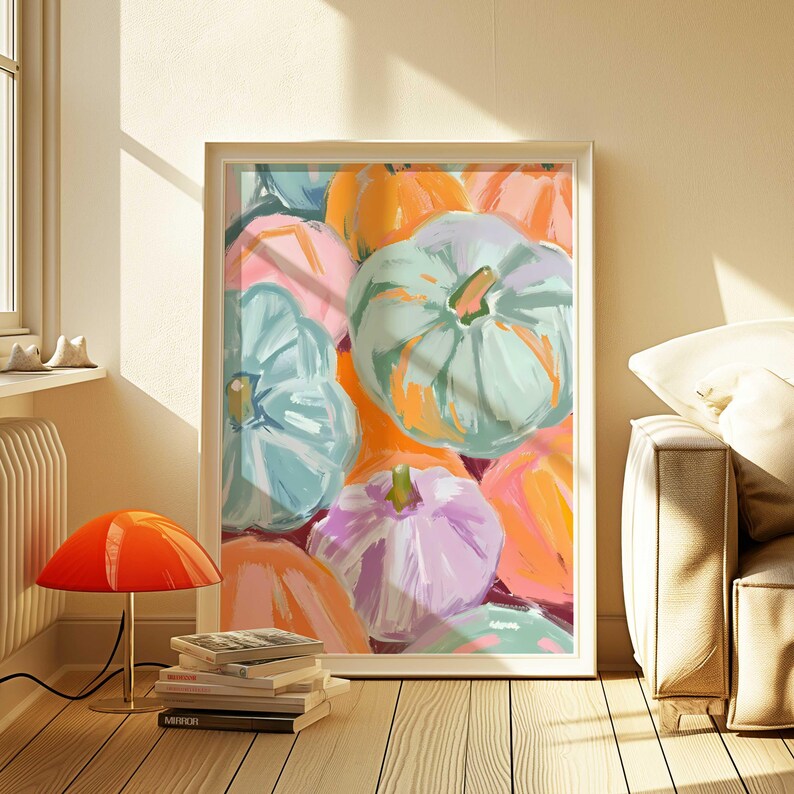 Autumn Pumpkins Wall Decor Fall Pumpkins Wall Art Autumn Watercolor ...