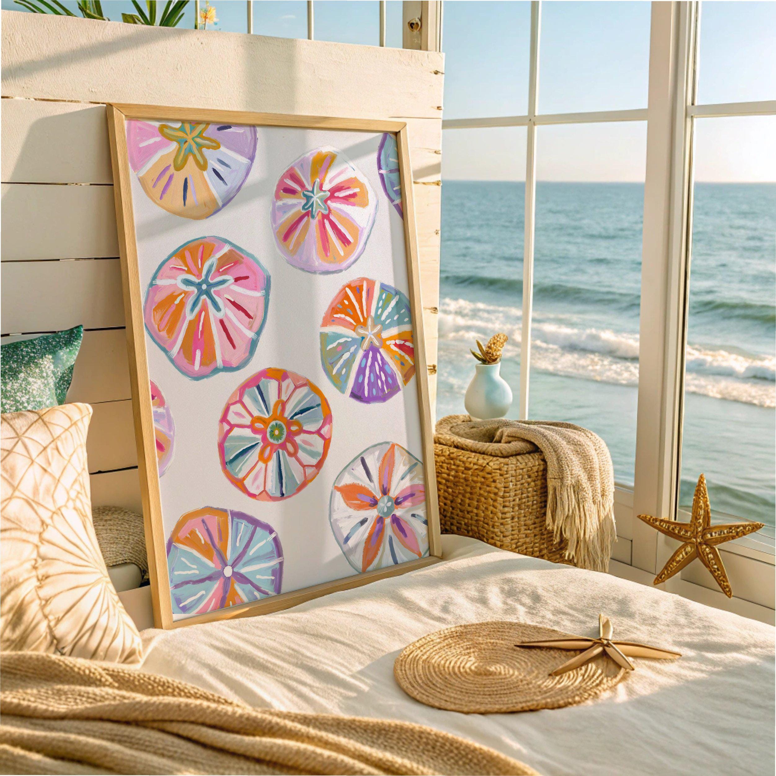 Sand Dollars Painting Colorful Pastel Abstract Coastal Beach House Wall ...