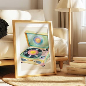 Retro Music Poster Vinyl Record Poster Watercolor Eclectic Home Decor ...