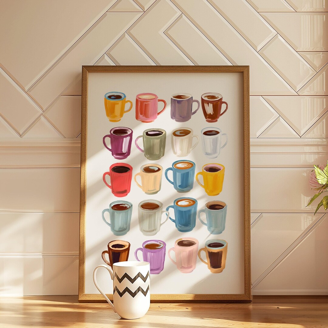 Kitchen Wall Art Coffee Cart Print Coffee Lover Decor Aesthetic Coffee ...