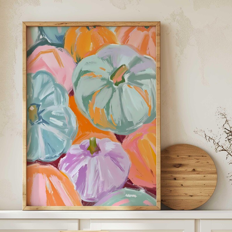 Autumn Pumpkins Wall Decor Fall Pumpkins Wall Art Autumn Watercolor ...