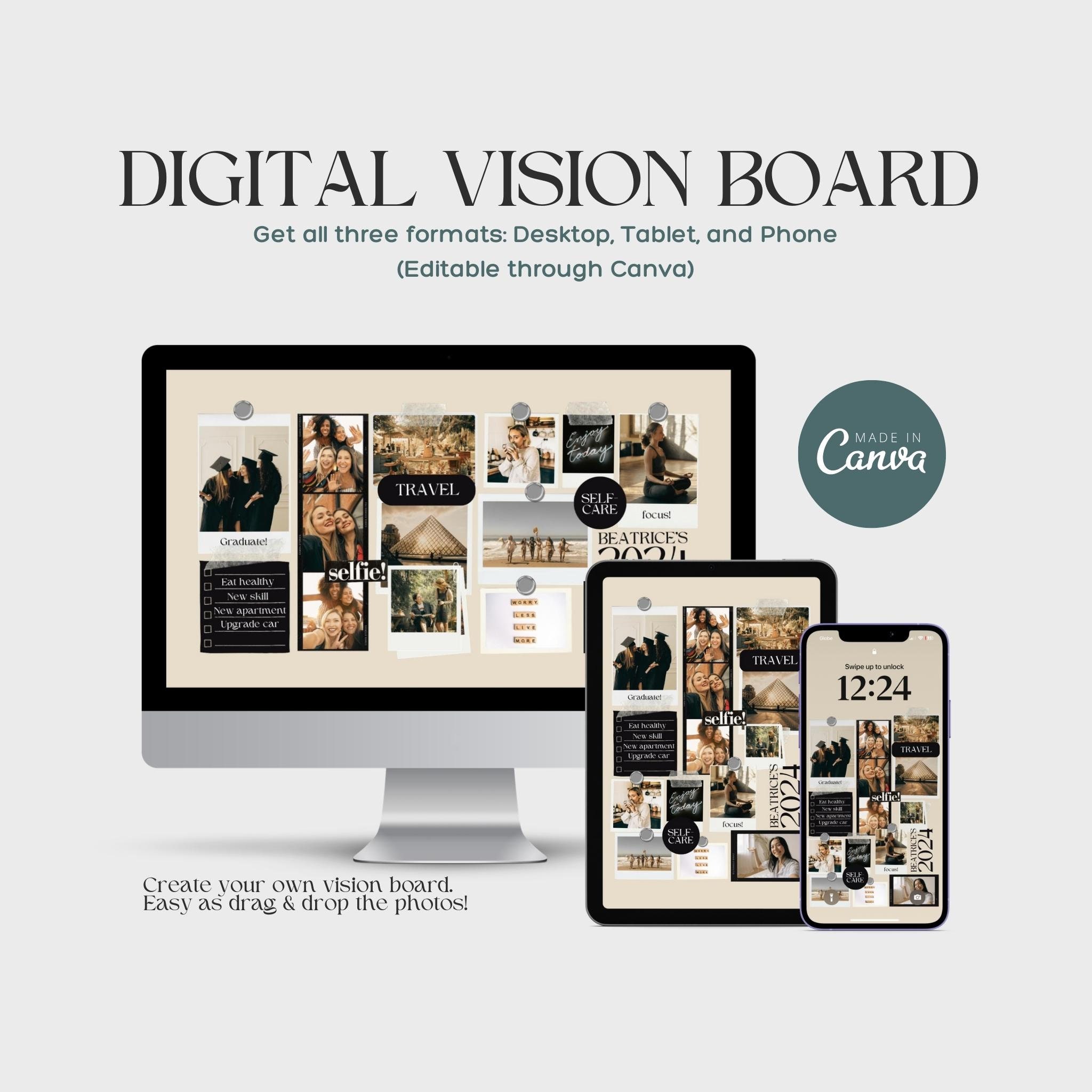 Digital Vision Board Kit Template Light Minimalist Vision - Etsy