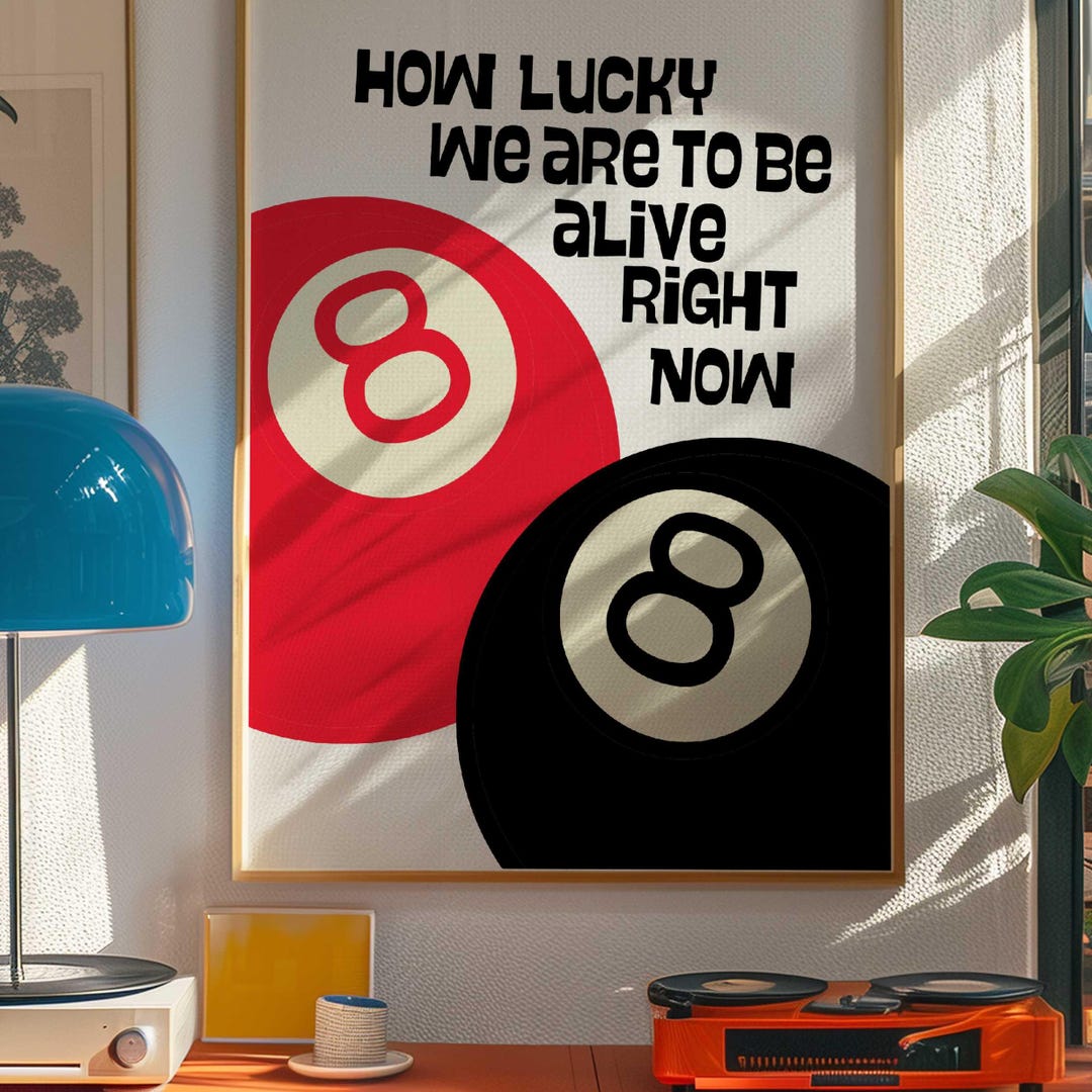 Vintage Lucky 8 Ball Print: Retro Pool Room Poster (digital Download ...
