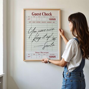 Guest Check Santa Holiday Digital Download for Seasonal Wall Decor in ...