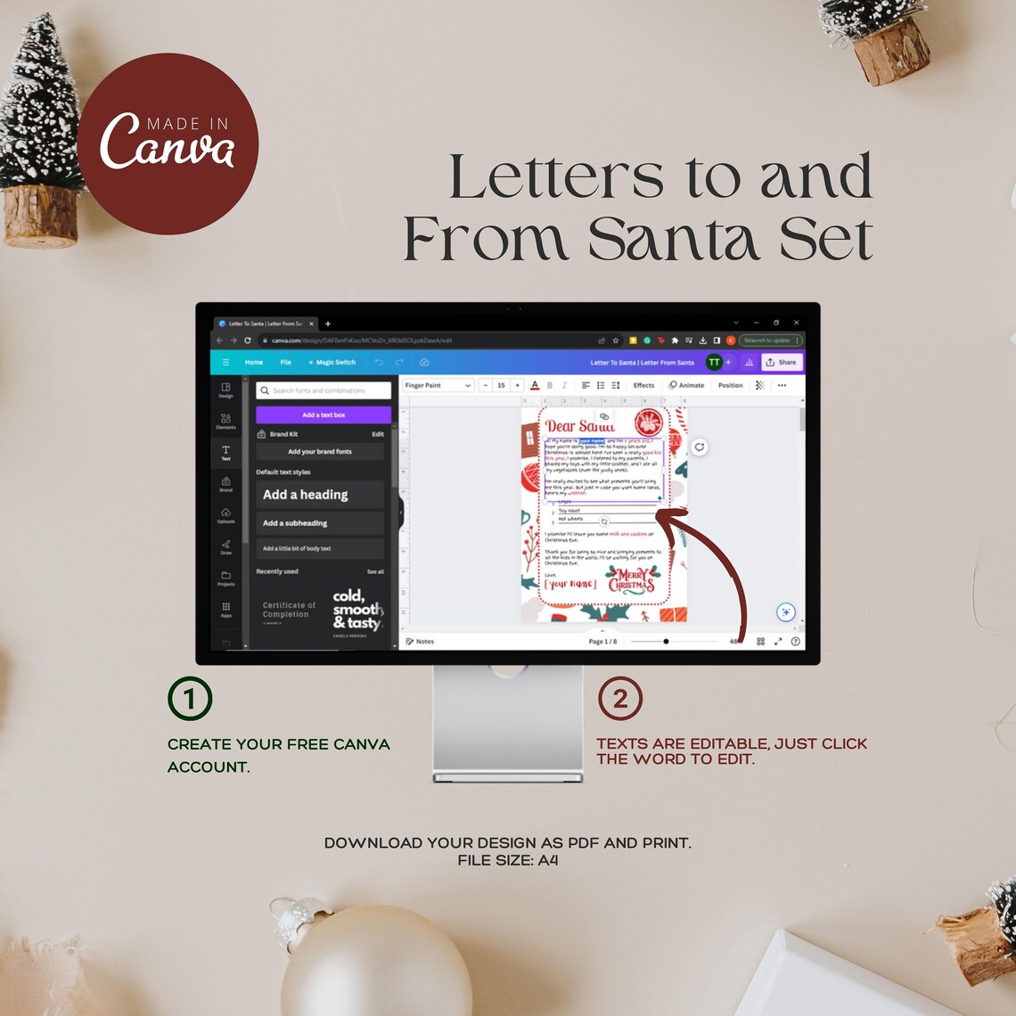Letter From Santa Editable Letter to Santa Canva Template - Etsy