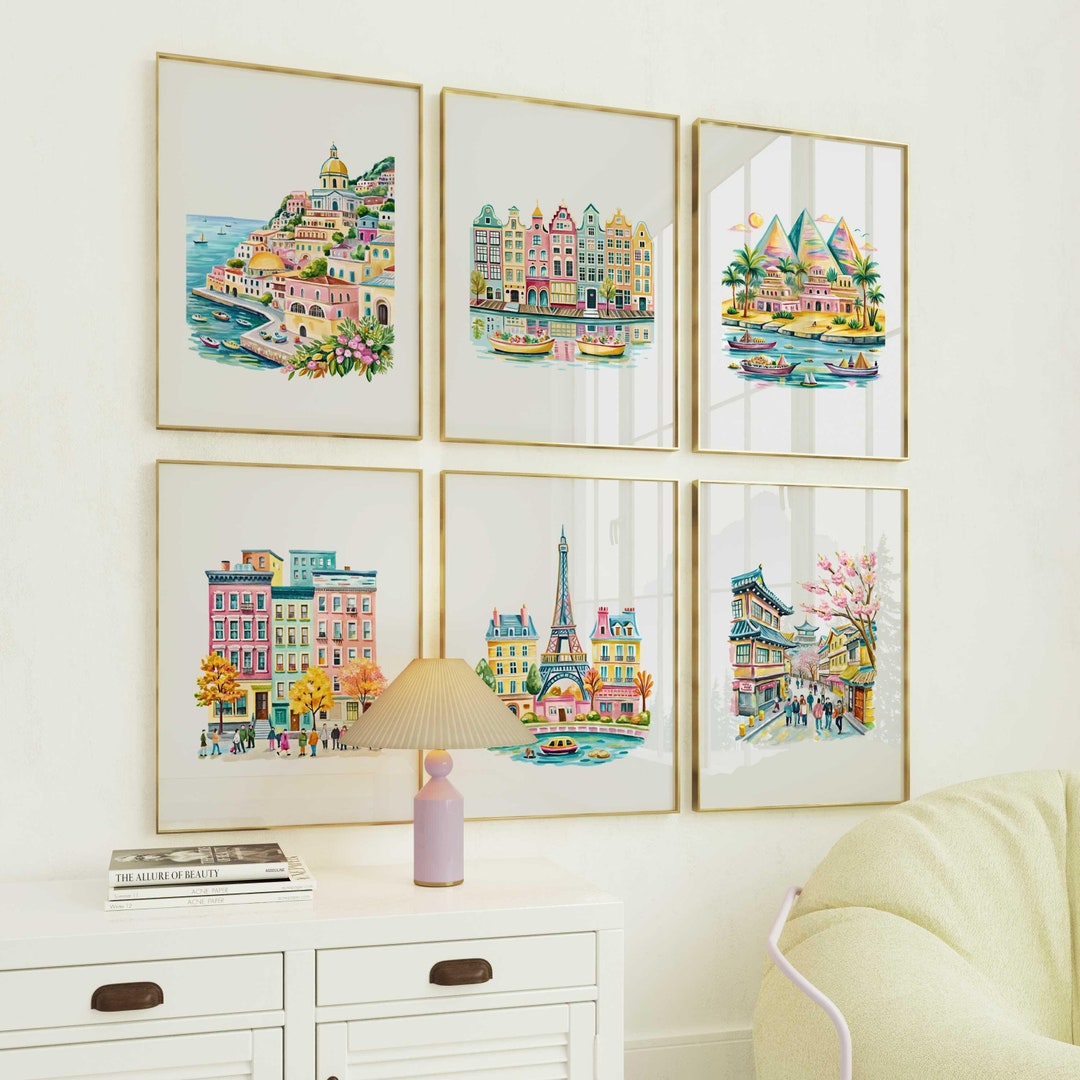 City Prints 6pc Travel Posters World Travel Prints Digital Art ...