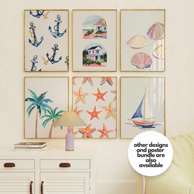 Conch Seashells Painting Colorful Pastel Abstract Coastal Beach House ...