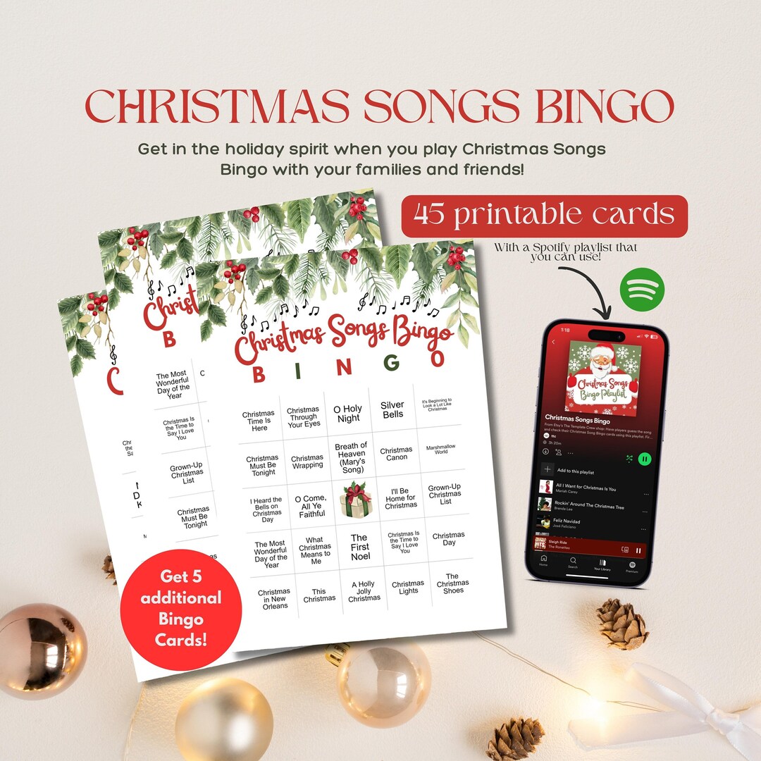 Christmas Bingo Digital Download Printable Christmas Songs - Etsy