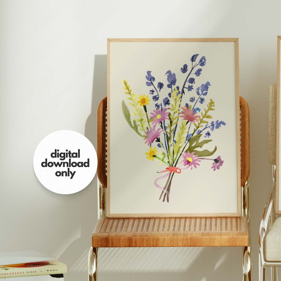 Coquette Poster Wildflower Bouquet Art Prints Pastel Color Wall Art ...