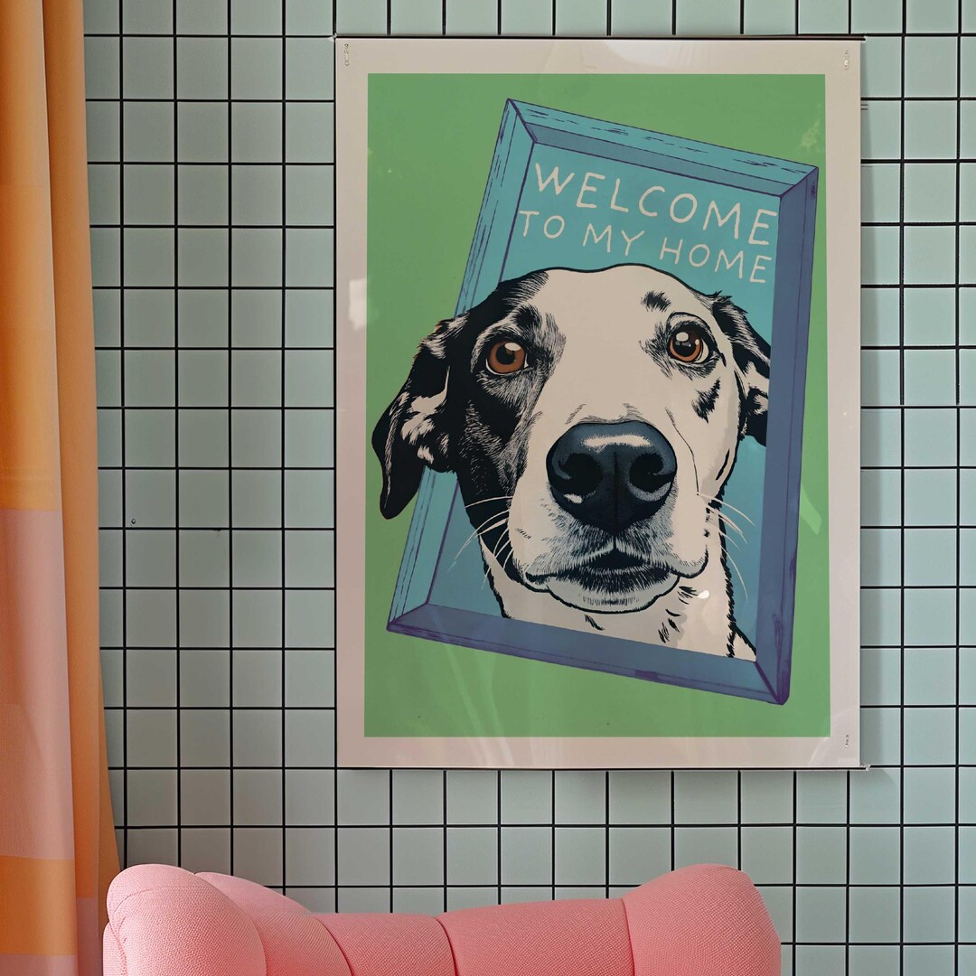 Welcome Home Dog Digital Wall Art Funny Print Dog Poster Cute Puppy ...