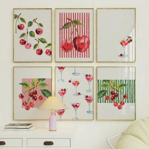 Red Cherry Watercolor Art Print - Kitchen Wall Decor, Fruit-themed ...