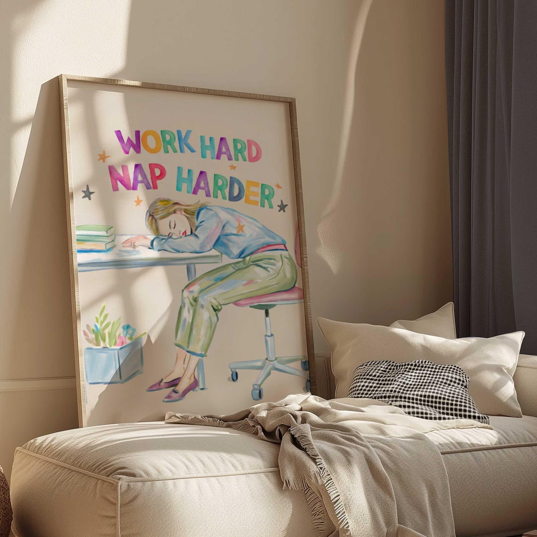 Funny Office Poster: Work Hard Nap Harder (digital Download) - Etsy