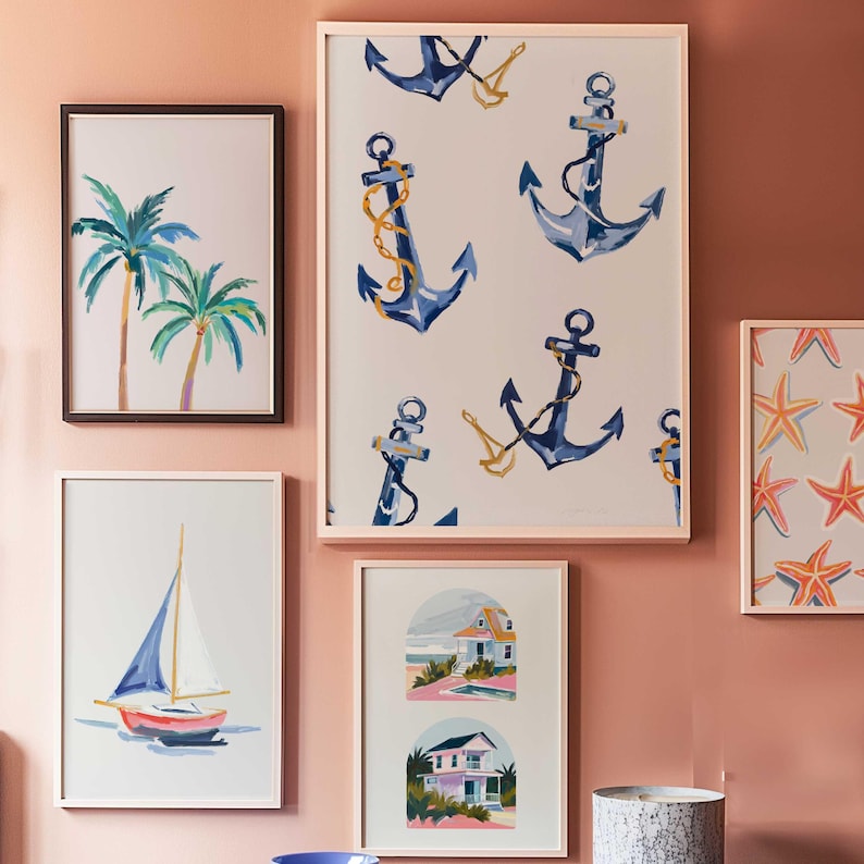 Coastal Print 6pcs Coastal Gallery Wall Summer Wall Art Beachy Print ...