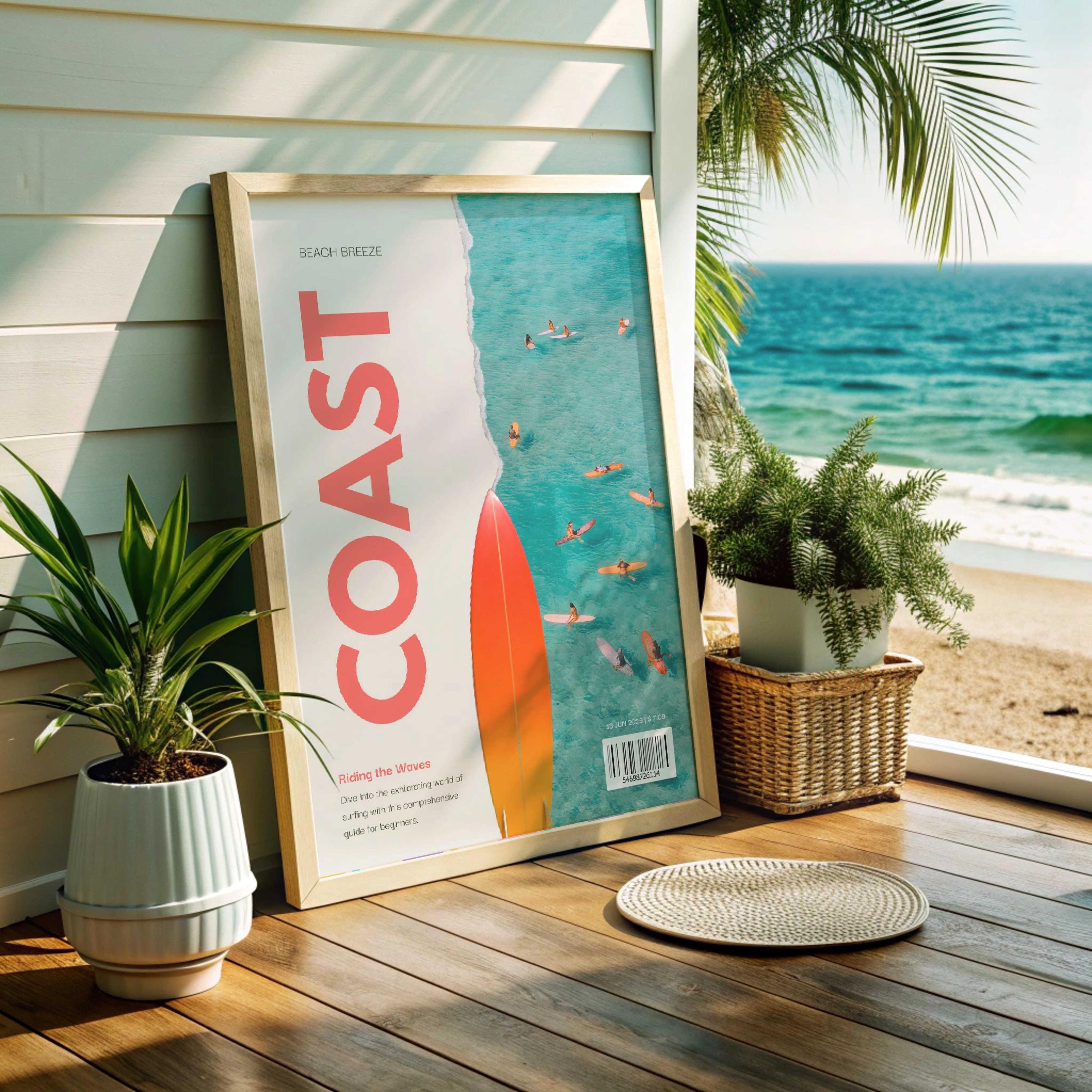 Coastal Magazine Cover Trendy Print Preppy Coastal Wall Art Vintage ...