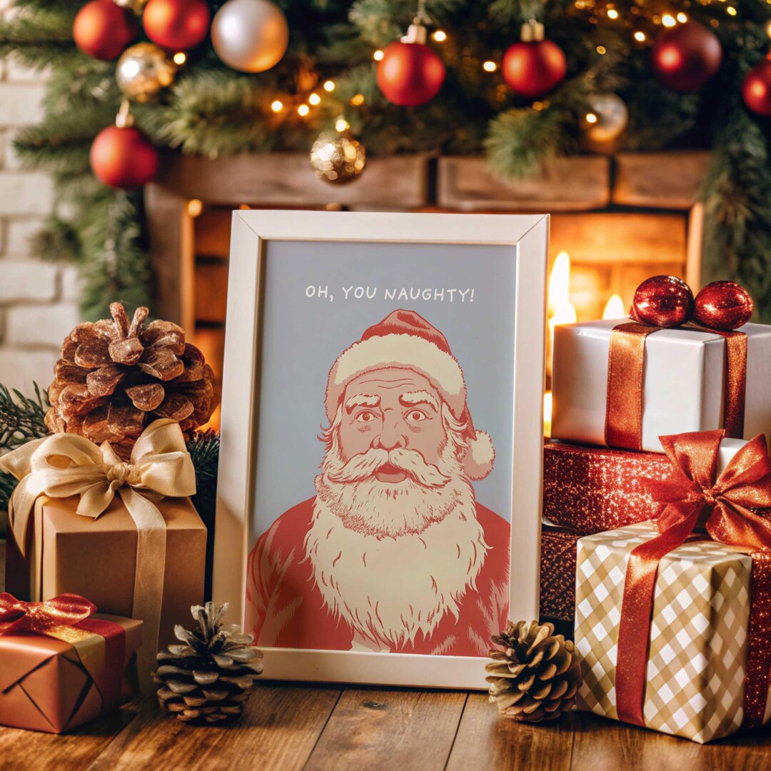 Funny Santa Claus Christmas Poster: Vintage Holiday Wall Art (digital ...
