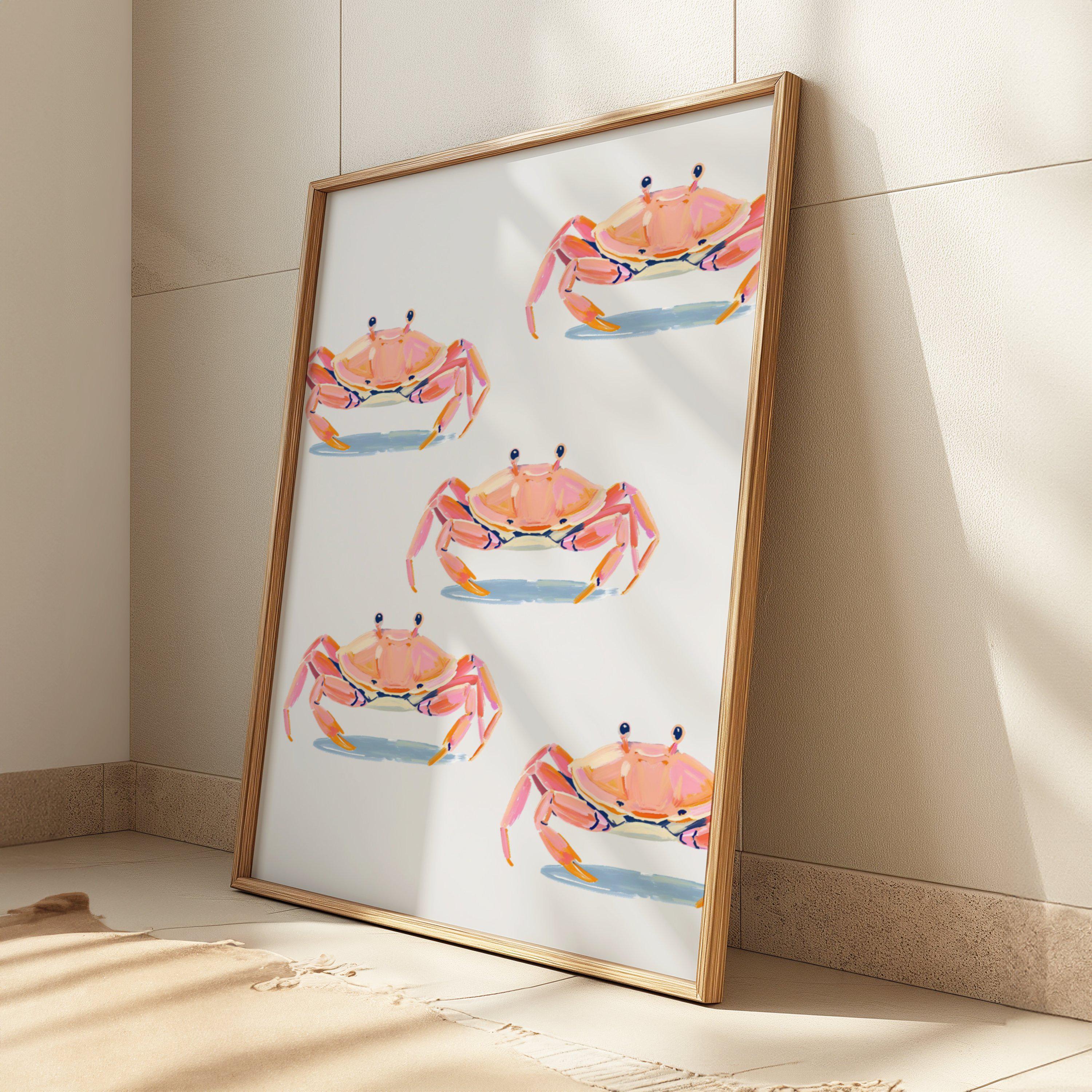 Pastel Crabs Coastal Wall Art Print Coastal Beachy Wall Art Oyster ...