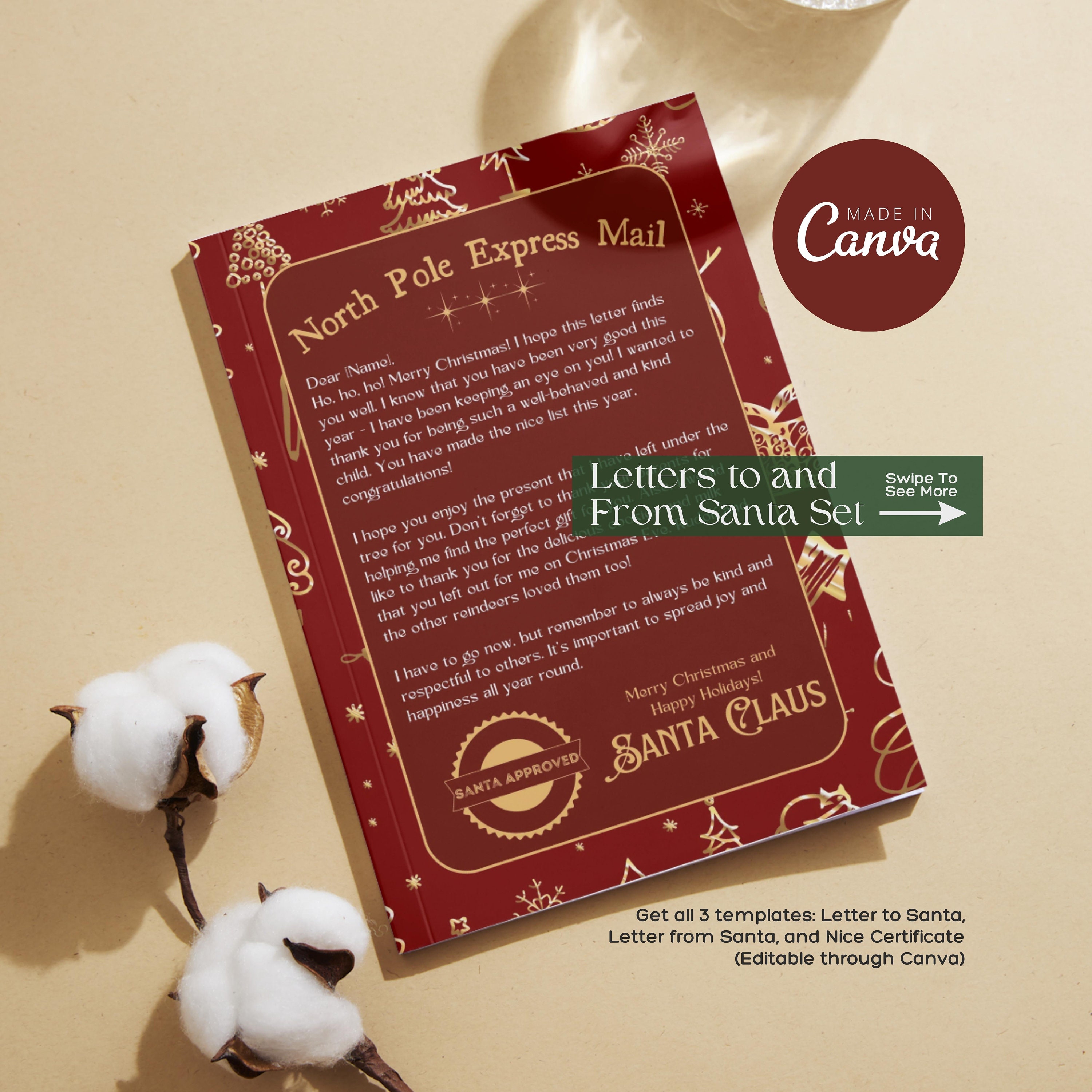 Letter From Santa Editable Letter to Santa Canva Template - Etsy
