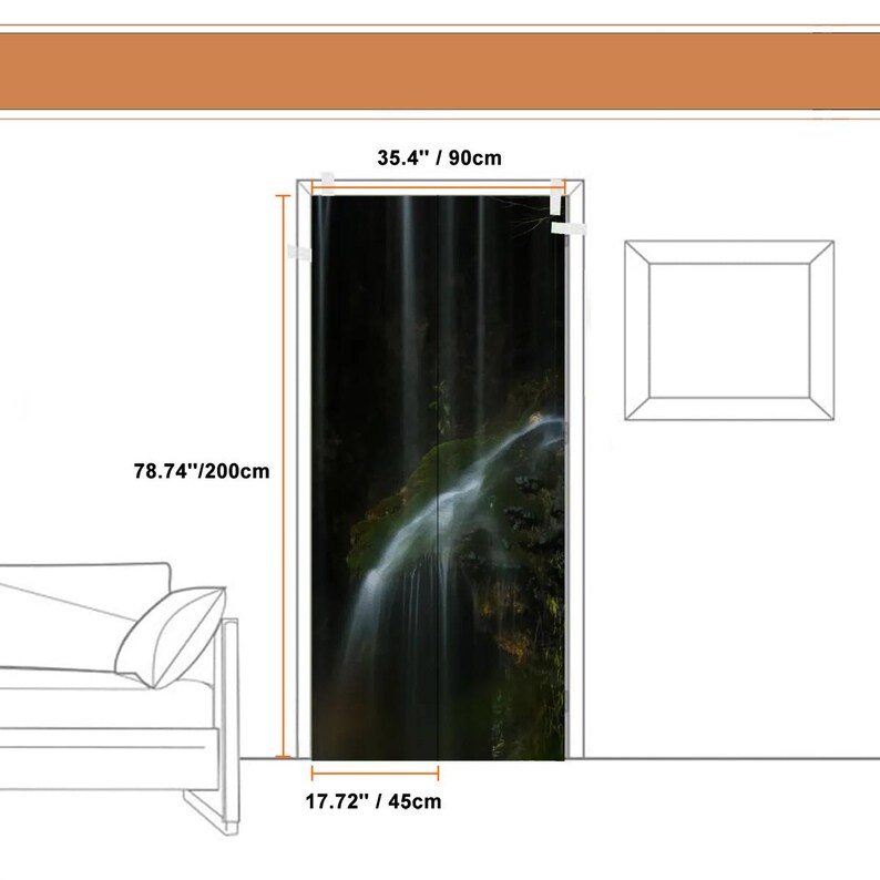Waterfall Print Window Privacy Film Waterfall Photography Window ...