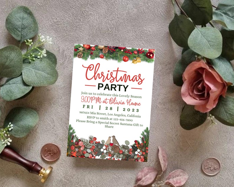 Digital Christmas Party Invitation Intimate Festive Gathering Invites ...
