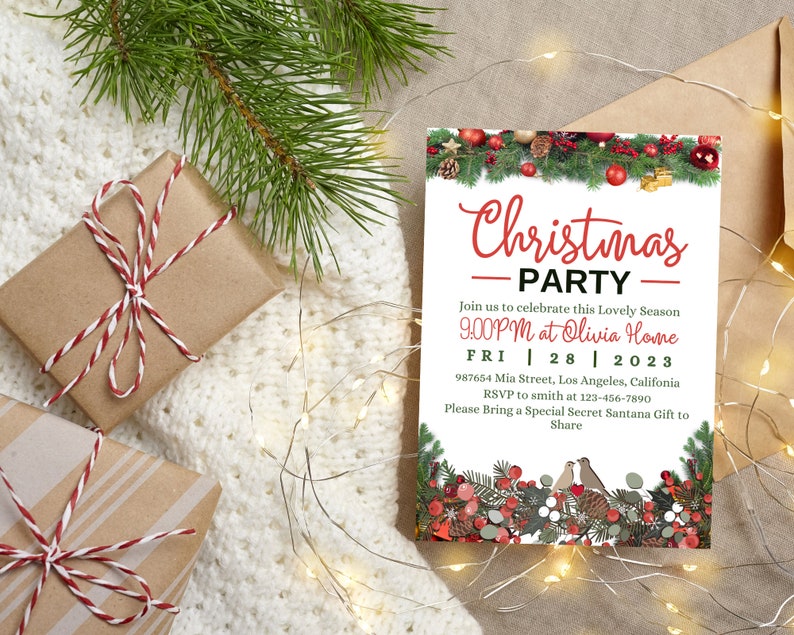 Digital Christmas Party Invitation Intimate Festive Gathering Invites ...