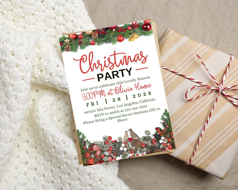 Digital Christmas Party Invitation Intimate Festive Gathering Invites ...