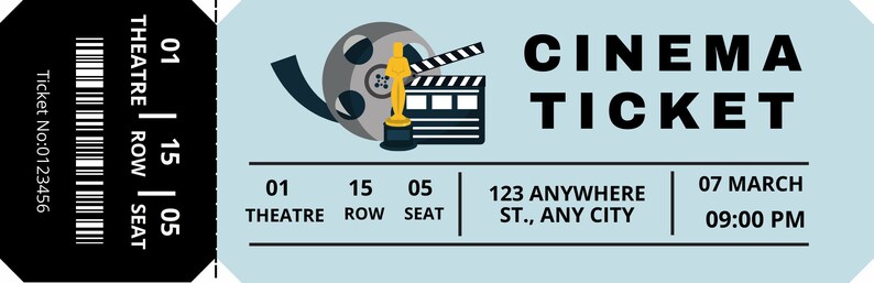 Editable, Printable Ticket Template for Cinema Night Create a Memorable ...