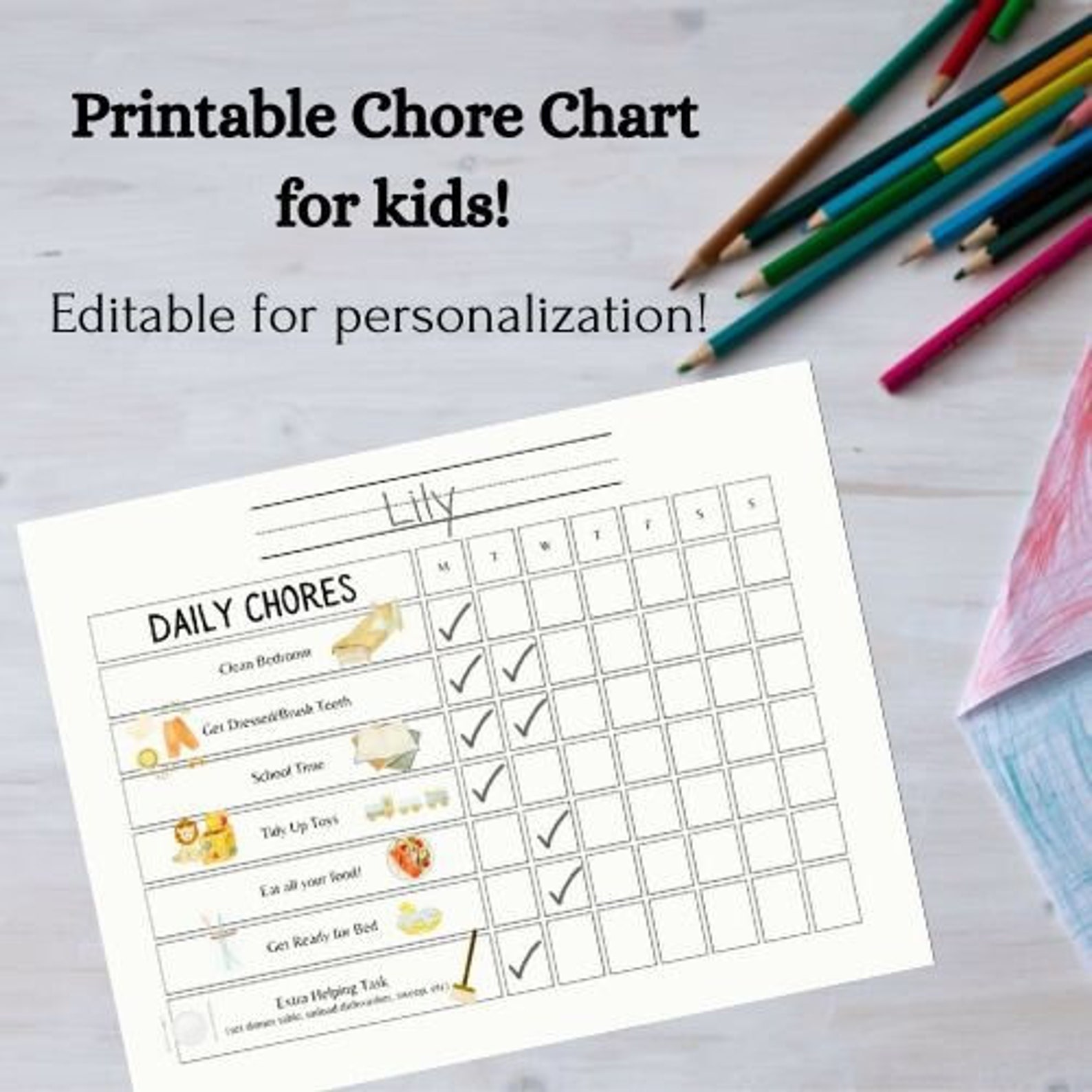 EDITABLE Chore Chart for Kids | Printable Daily Rhythm Chart ...