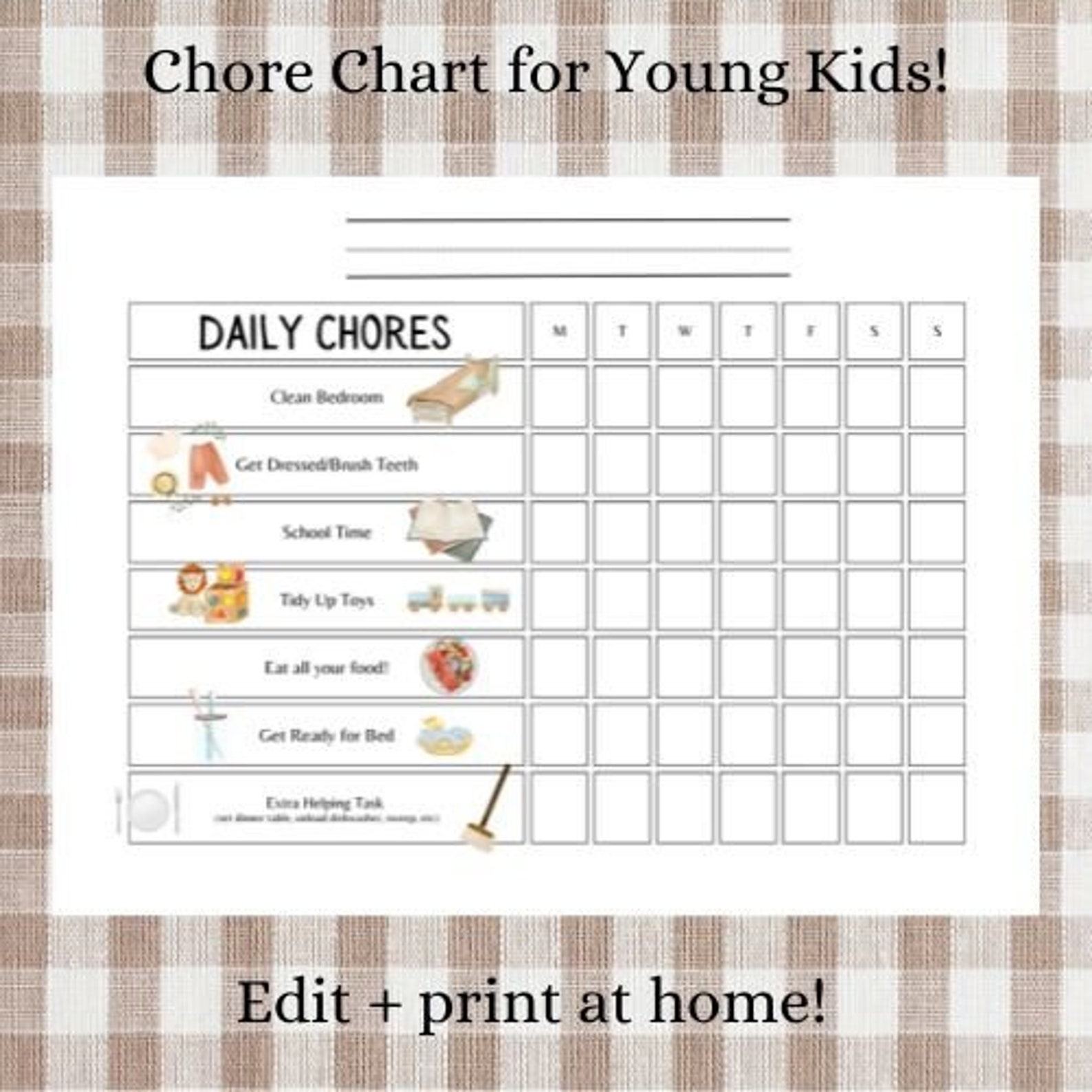EDITABLE Chore Chart for Kids | Printable Daily Rhythm Chart ...