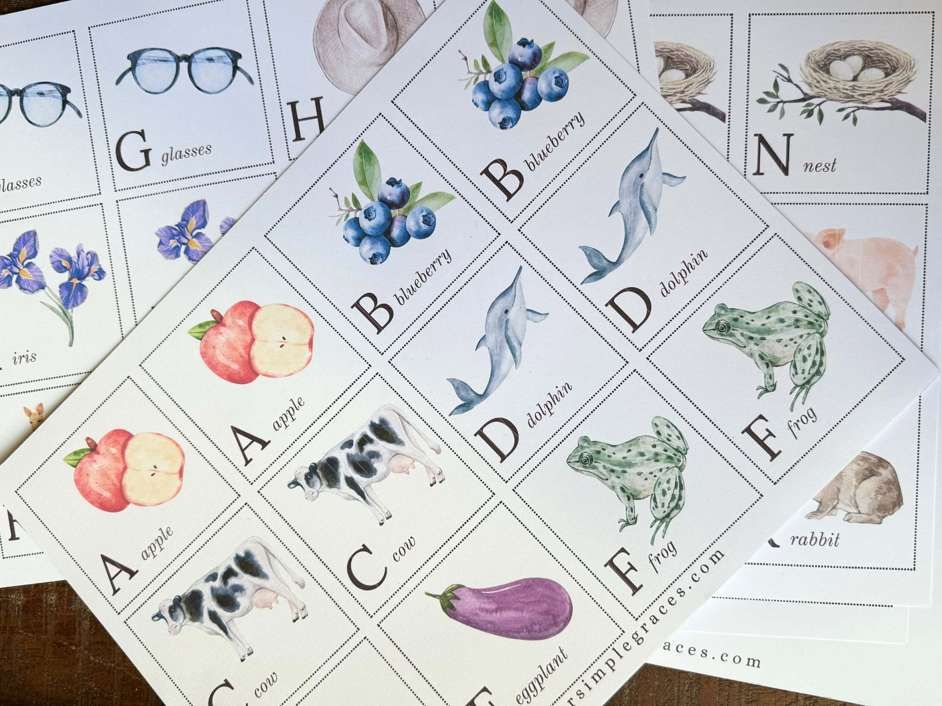 Alphabet Memory Game | Printable Alphabet Cards | Beautiful Watercolor ...