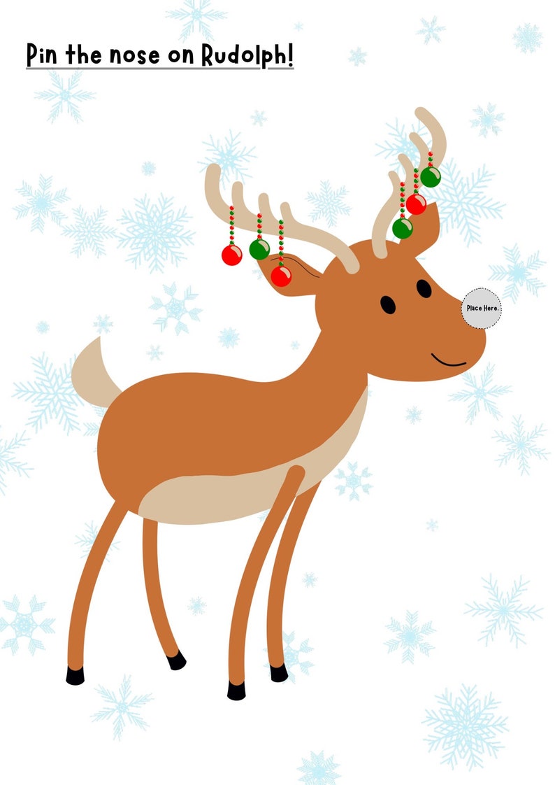 Pin the Nose on Rudolph Game / Kids Christmas Party Fun / Activity A3 ...