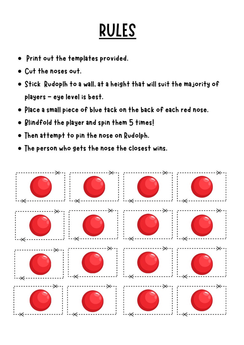 Pin the Nose on Rudolph Game / Kids Christmas Party Fun / Activity A3 ...