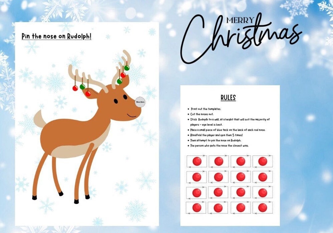 Pin the Nose on Rudolph Game / Kids Christmas Party Fun / Activity A3 ...