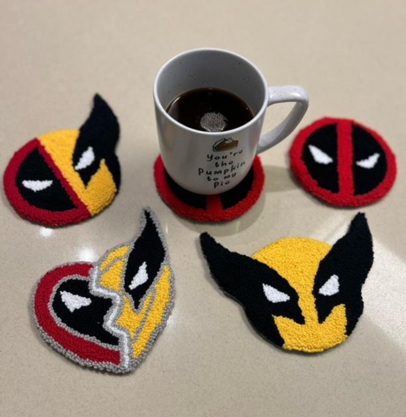 Punch Needle Comic Coasters - Mutant Hero and Anti-hero - Etsy