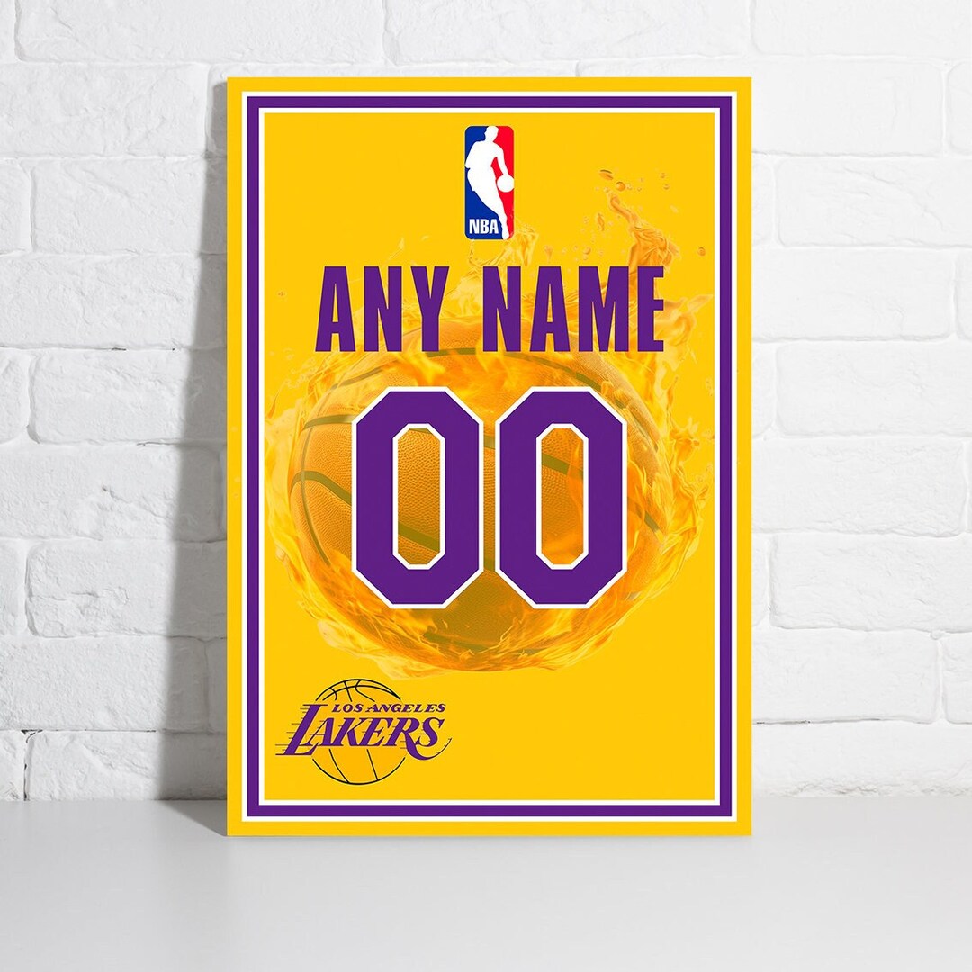 Custom Los Angeles Lakers Jersey Poster Personalized Jersey Wall Art ...