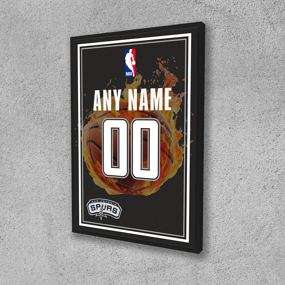 Custom San Antonio Spurs Jersey Poster Personalized Jersey Wall Art ...