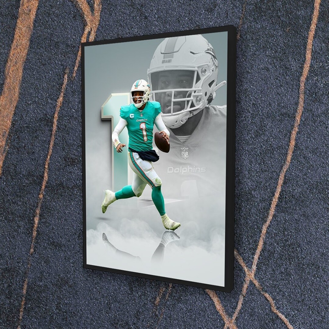 Tua Tagovailoa Poster Miami Dolphins Wall Art Print Sports Framed ...