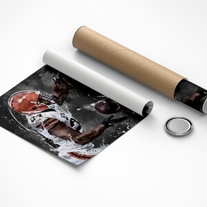 Nick Chubb Poster San Cleveland Browns Wall Art Print Sports Framed ...