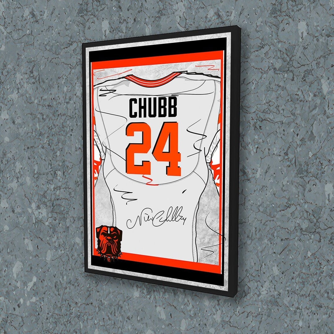 Nick Chubb Jersey Poster Cleveland Browns Wall Art Print Sports Framed ...