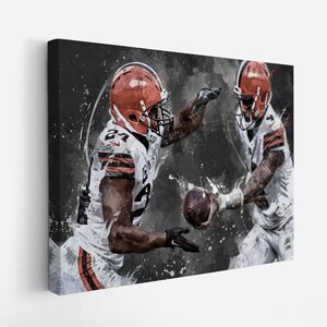 Nick Chubb Poster San Cleveland Browns Wall Art Print Sports Framed ...