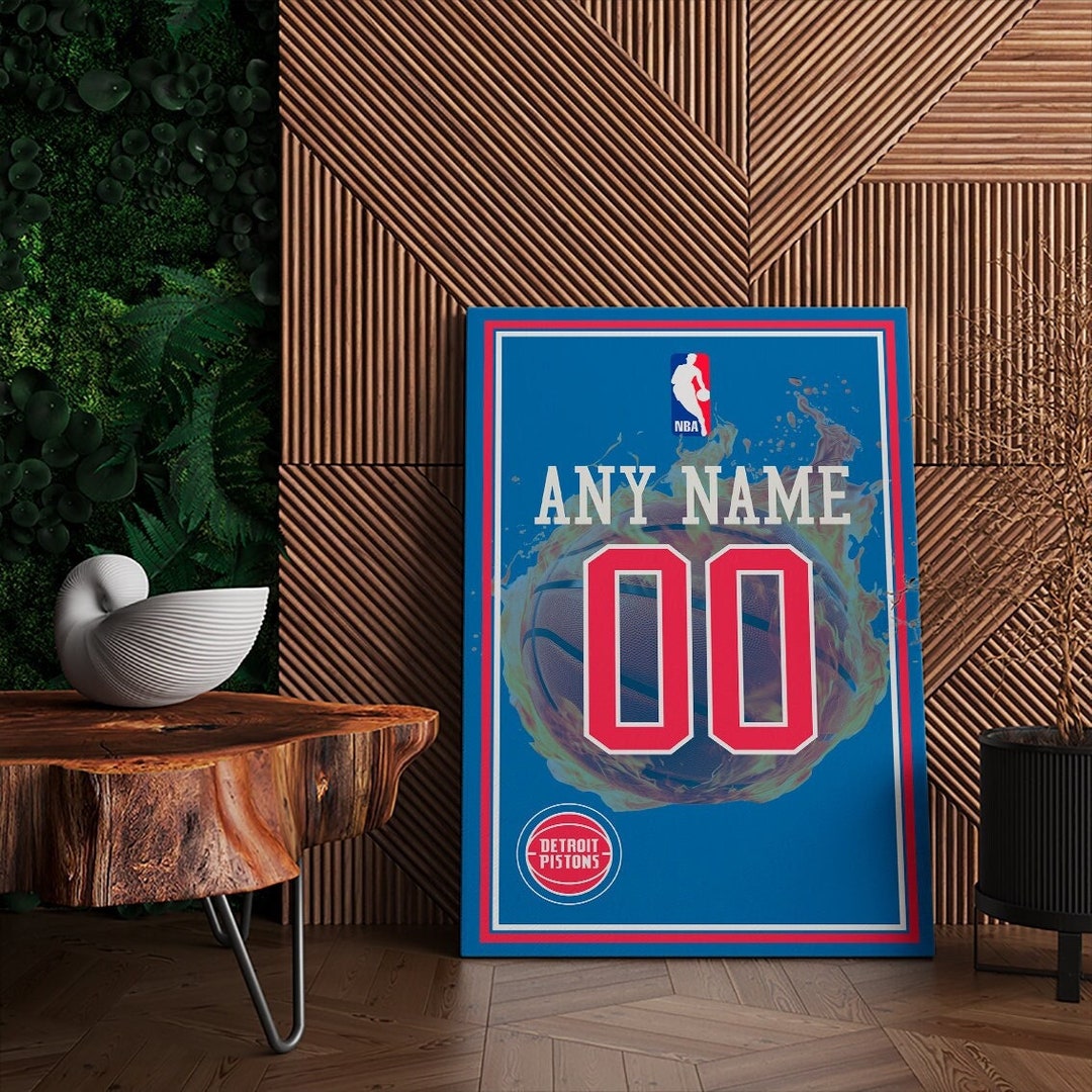 999 Custom Detroit Pistons Jersey Poster Personalized Wall Art Print ...