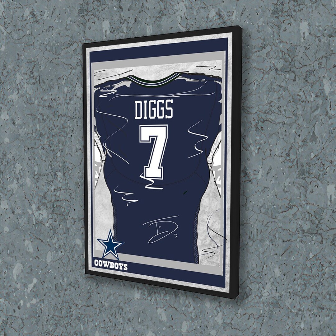 Trevon Diggs Jersey Poster Dallas Cowboys Wall Art Print Sports Framed ...