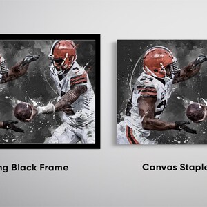 Nick Chubb Poster San Cleveland Browns Wall Art Print Sports Framed ...