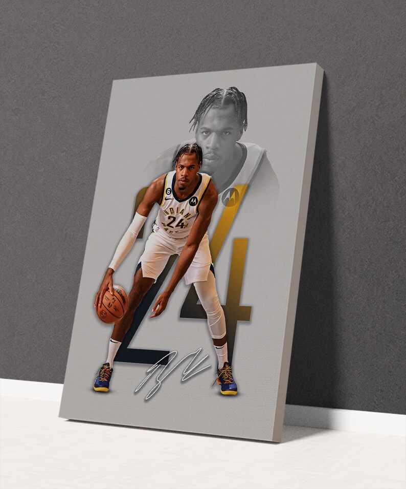 Buddy Hield Poster Indiana Pacers Wall Art Print Sports Framed Canvas ...
