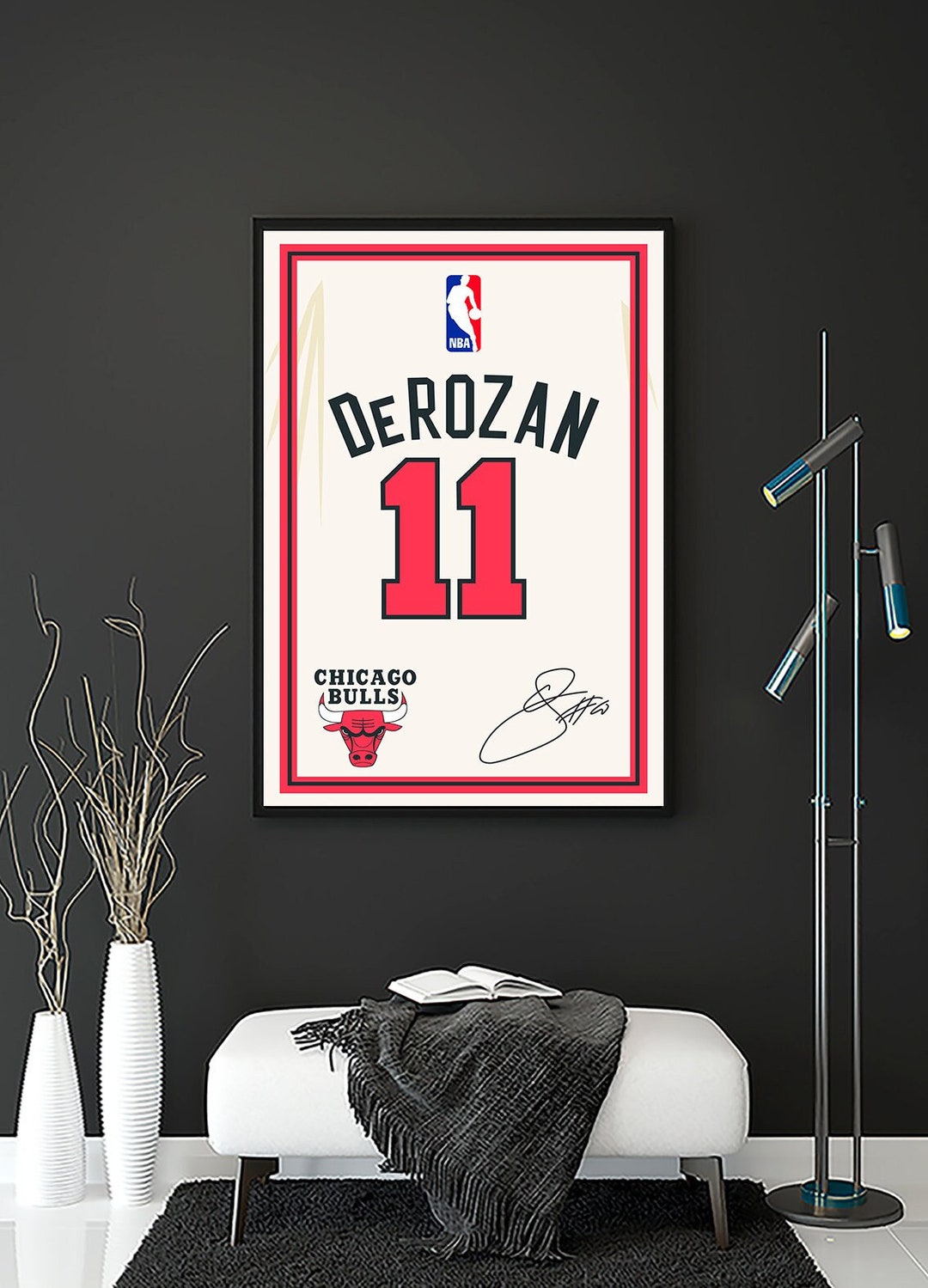 Demar Derozan Jersey Poster Chicago Bulls Wall Art Print Sports Framed ...